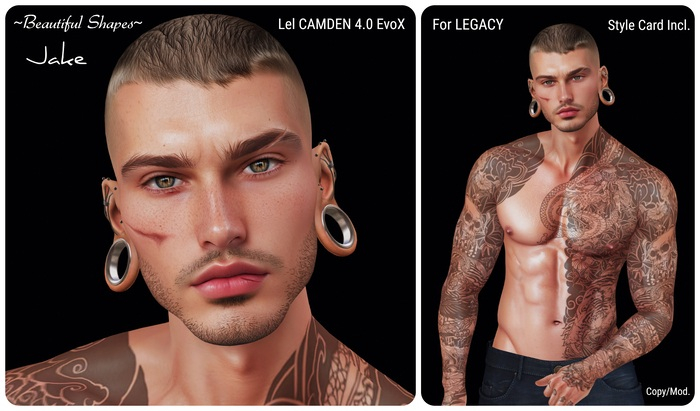 Second Life Marketplace - ~ Beautiful Shapes ~ JAKE Shape & Brow Shape - for Head LELUTKA EvoX ...